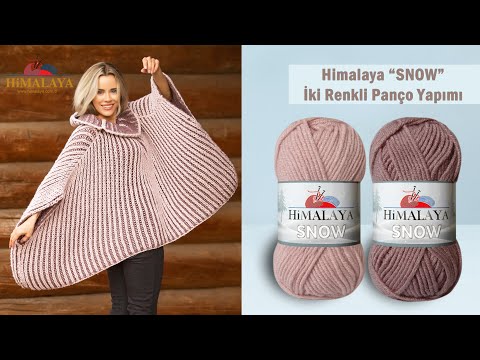 Himalaya “SNOW” ipliğimiz ile iki renkli panço yapımı