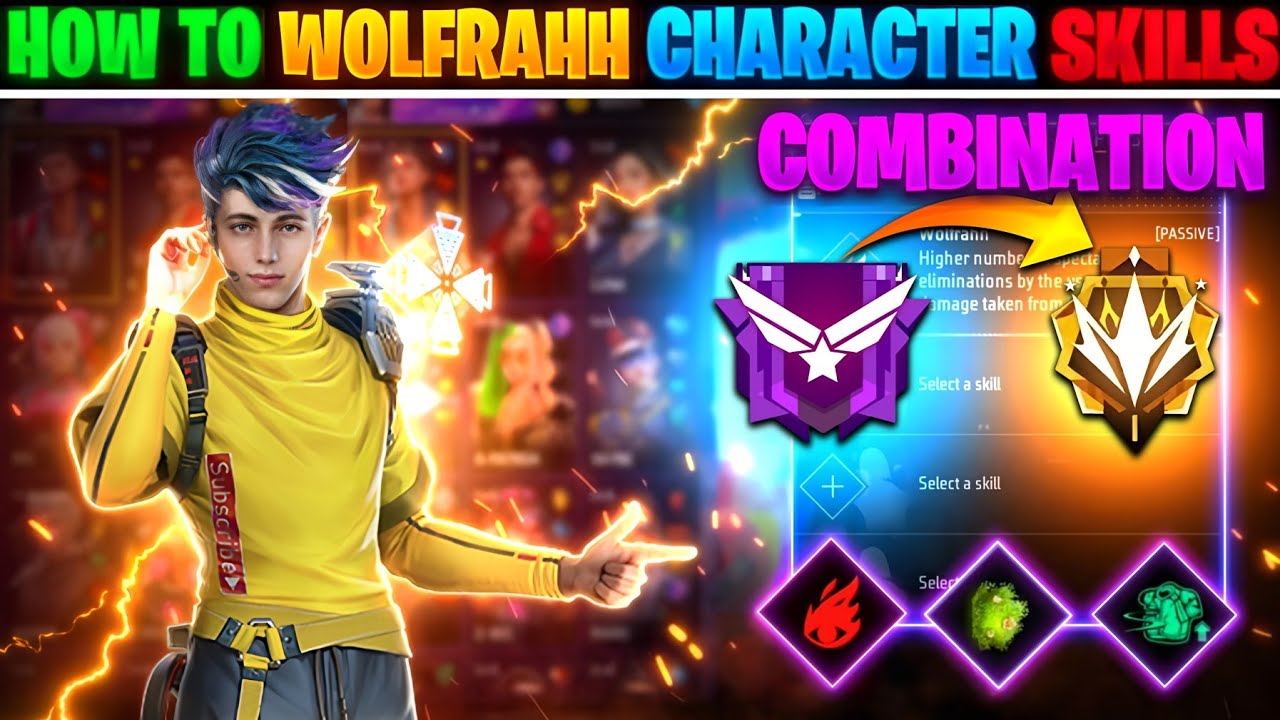 HOW TO WOLFRAHH CHARACTER SKILL COMBINATION 2024 | BR RANK HEADSHOT CHARACTER COMBO IN FREE FIRE ...