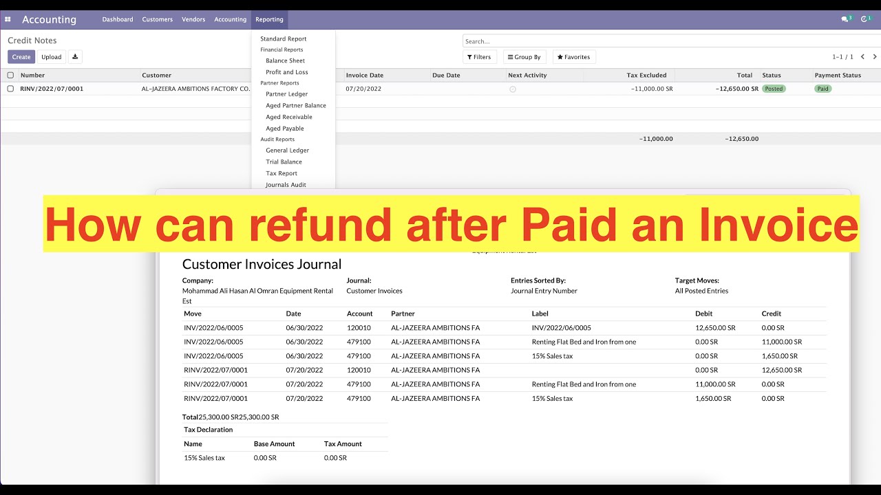 How can Refund an Invoice after getting Paid by using a Credit Note and ...