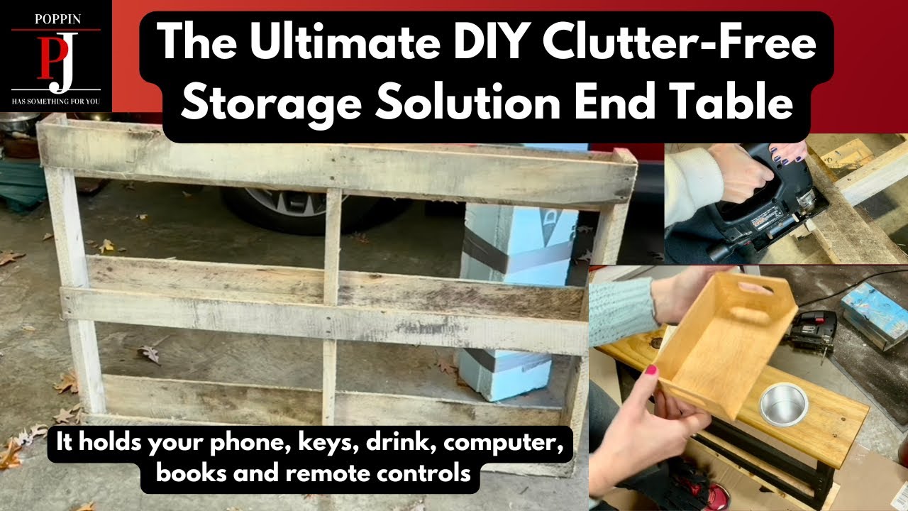 DIY The Ultimate Clutter-Free Slim-Line Pallet Wood End Table Storage ...