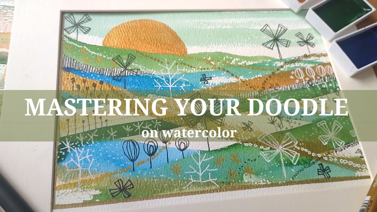 WOW! Abstract Watercolor DOODLE LANDSCAPE using MIXED MEDIA - YouTube