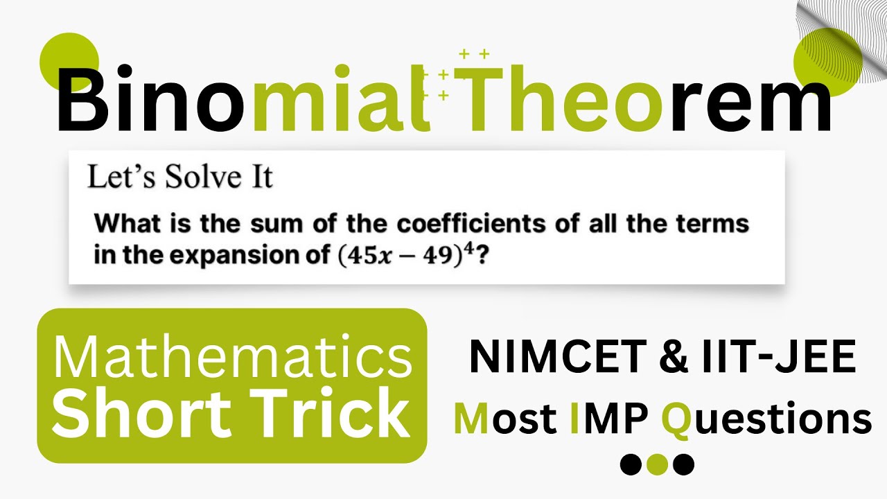 Binomial Theorem | Short Trick | NIMCET & IIT-JEE Maths Formula | How ...