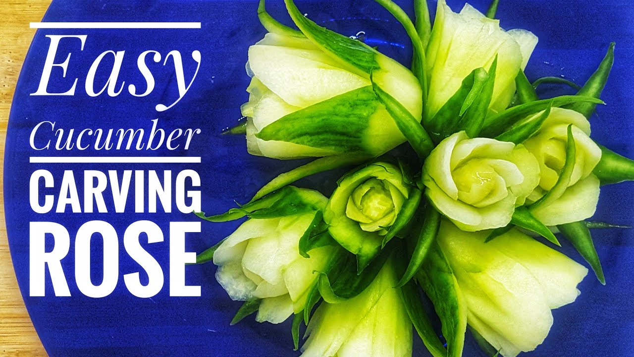 DIY | Easy Cucumber Carving Rose for beginner | siam pad thai sauce ...