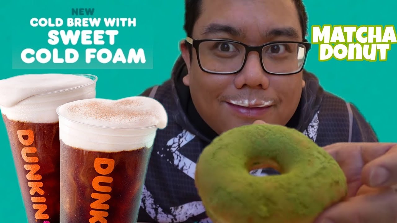 Dunkin Donuts New Matcha Donut & Sweet Cold Foam! - YouTube