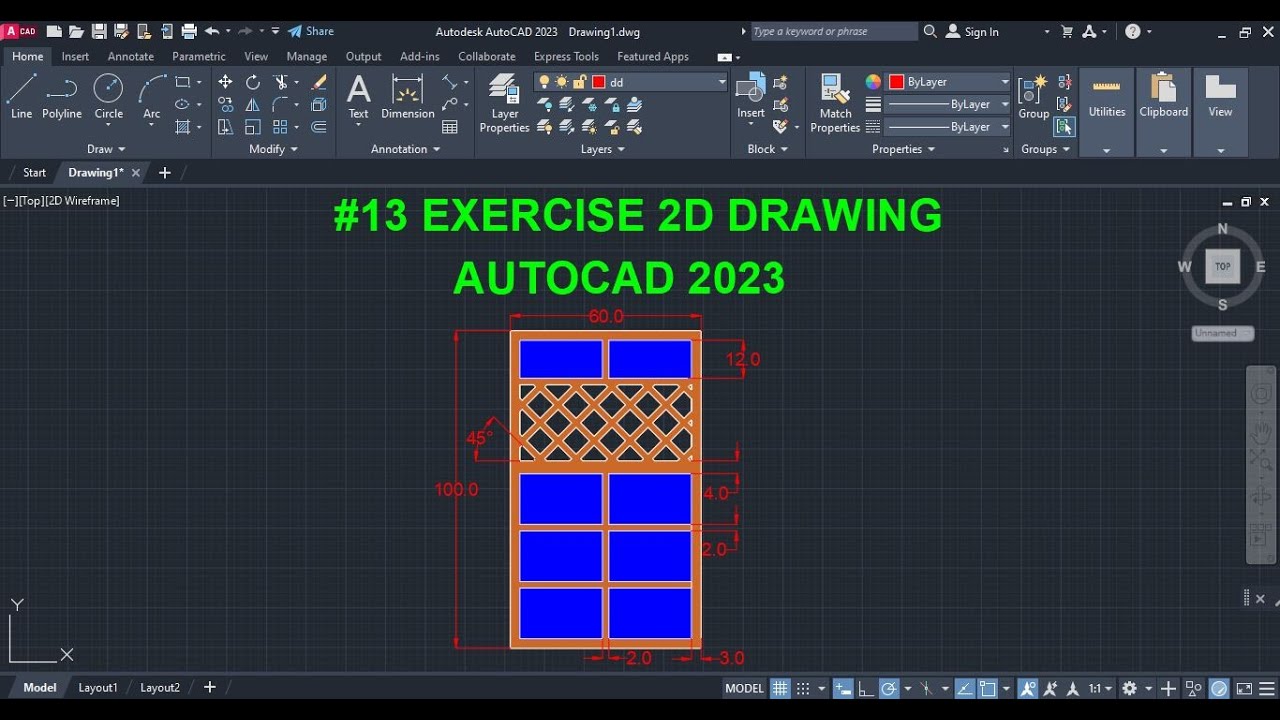 13 EXERCISE 2D DRAWING IN AUTOCAD 2023 YouTube 13-exercise-2d-drawing-in-autocad-2023-youtube