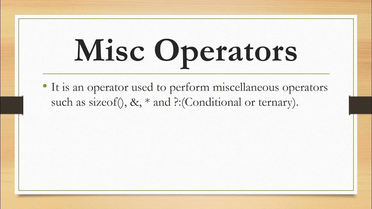 Misc Operators-C Language-Tamil - YouTube