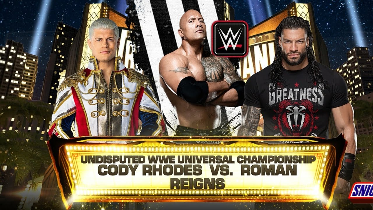 WWE 2K24 Cody Rhodes Vs Roman Reigns - Special Guest Referee ''ROCK ...