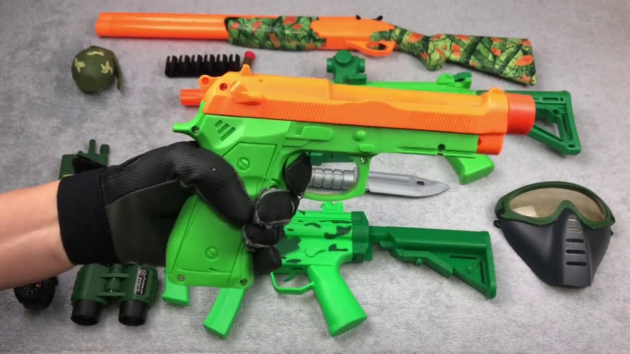 Green Toy Guns Box of Toys Army Toy Weapons Shotgun - YouTube