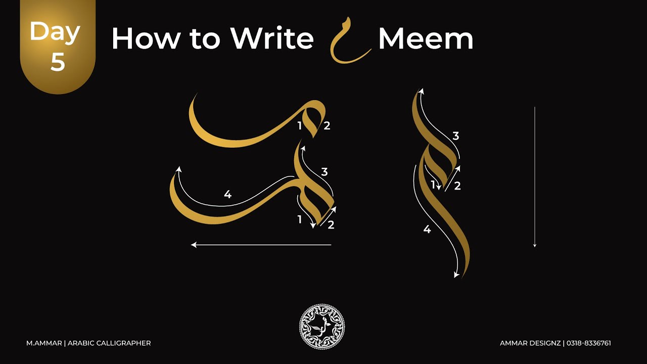 Day 5 | How to Write Meem | Arabic Calligraphy | Adobe Illustrator ...