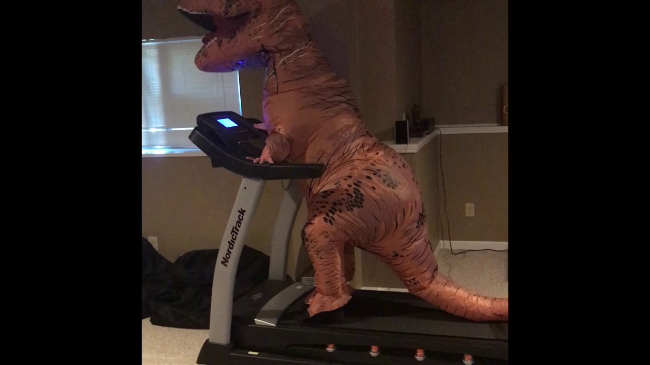 Dinosaur running on a treadmill - YouTube