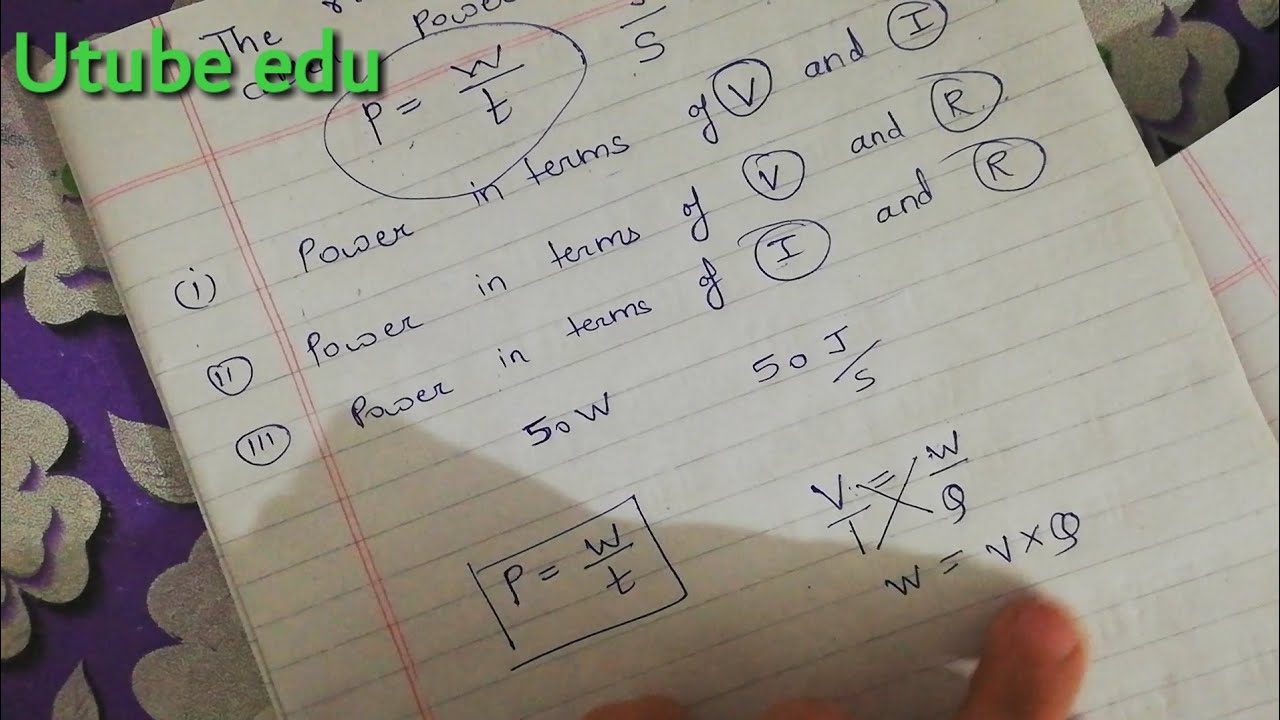 Define electric power in terms of V, I and R - YouTube