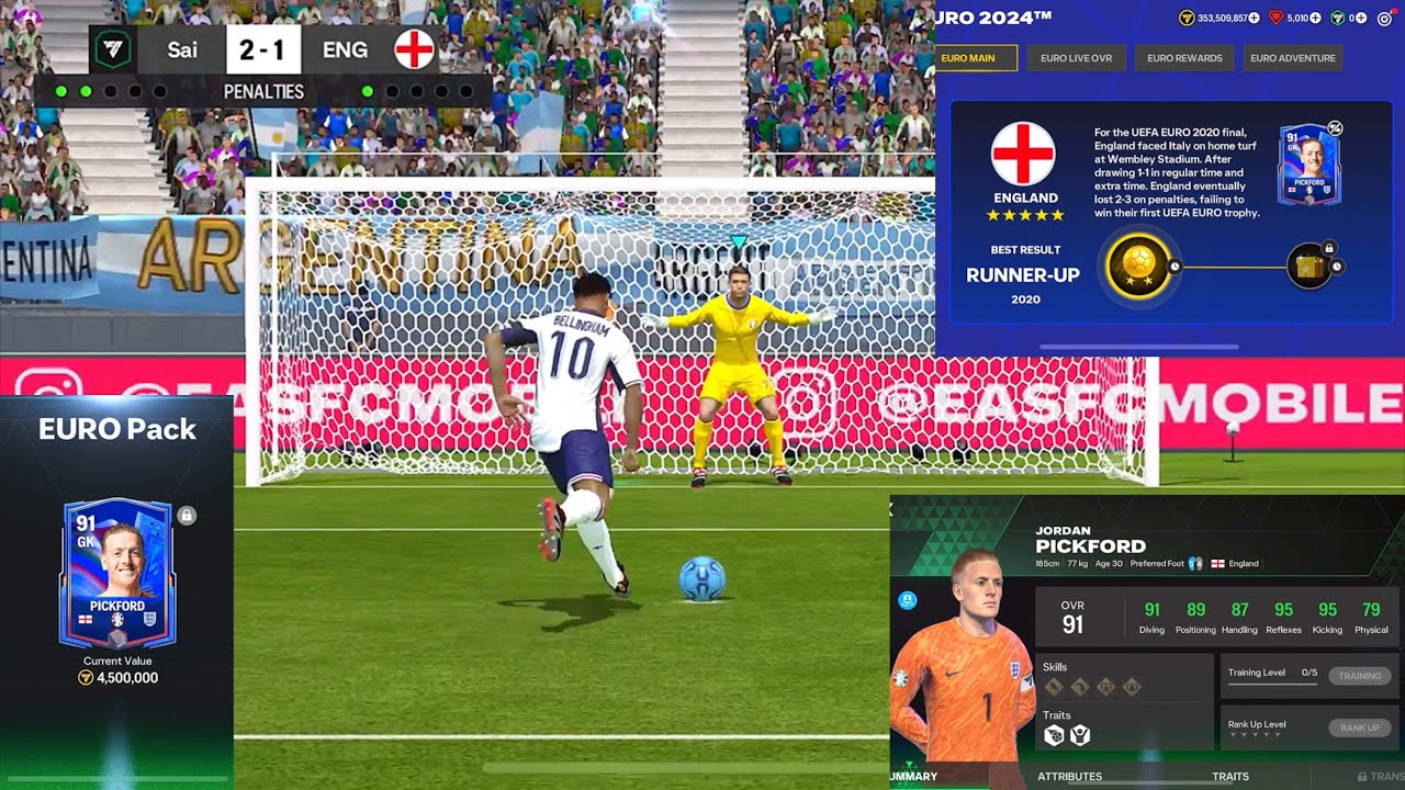 I Got Pickford FC Mobile 24 And Enjoy UEFA EURO Penalty Shootout Match ...