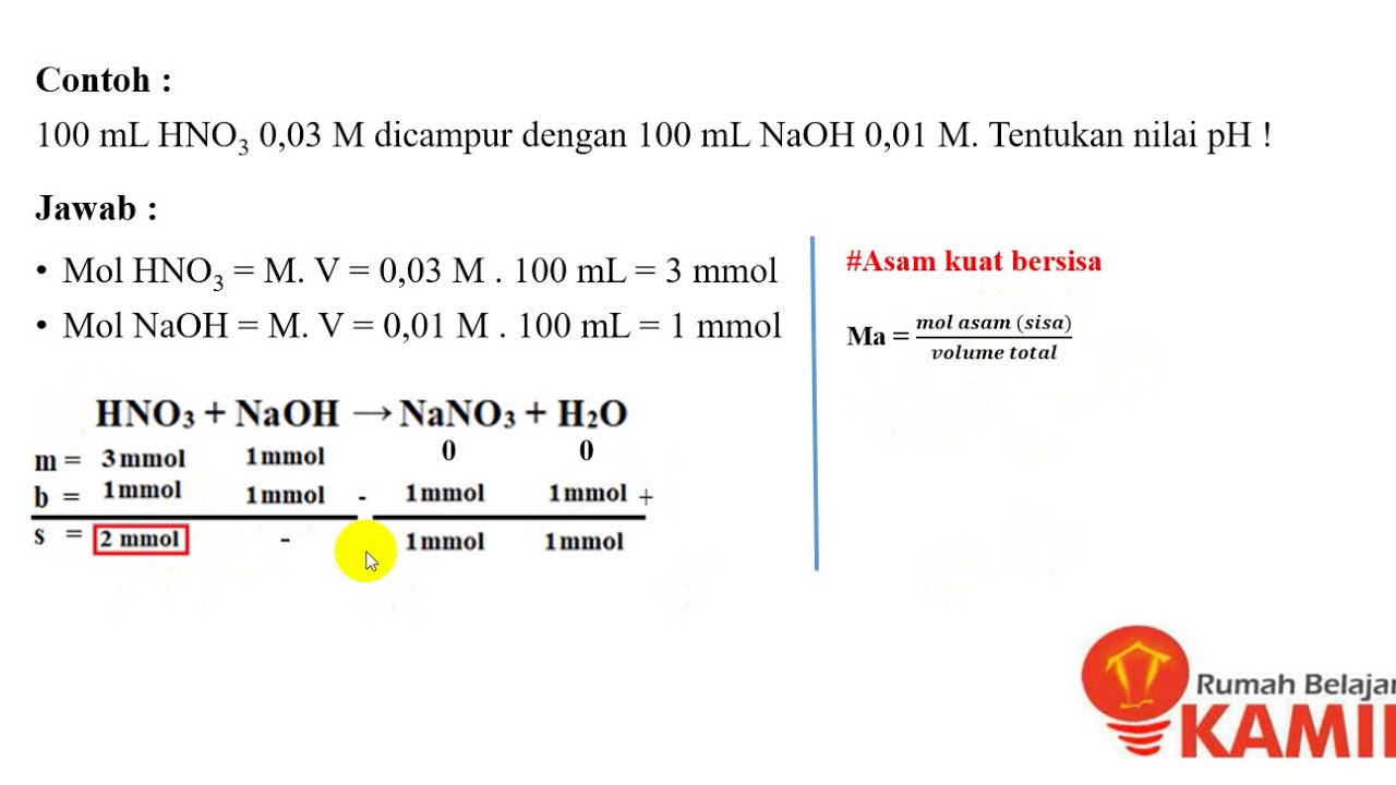 Kimia Kelas 11 Asam Dan Basa Menentukan PH Campuran YouTube