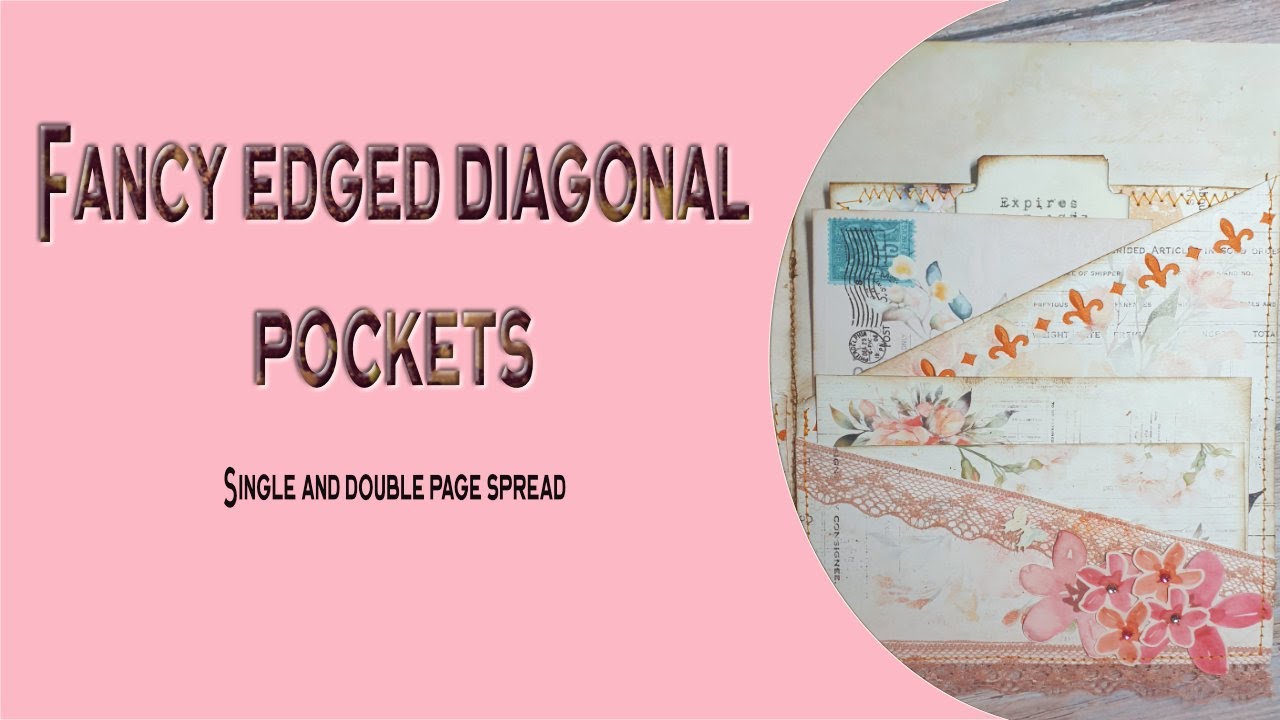 Create fancy edge and lace Diagonal page pockets. - YouTube