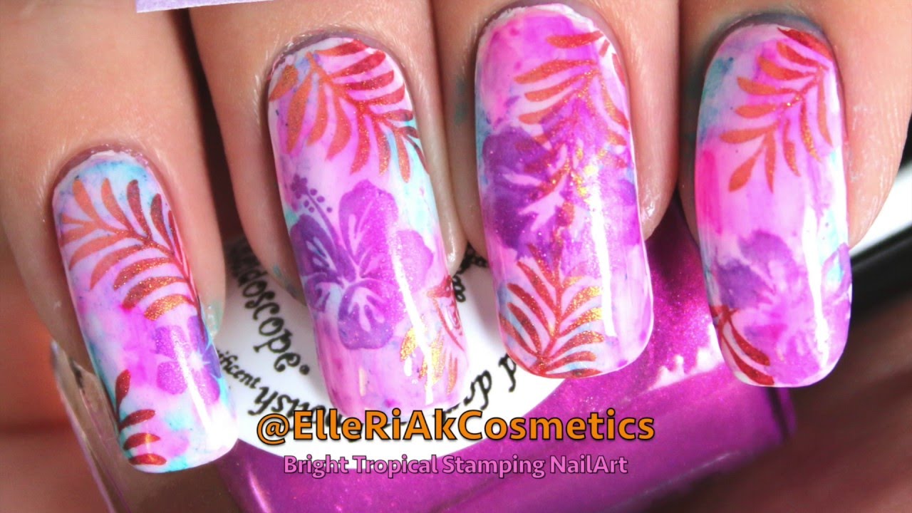 Tropical Stamping NailArt Using Sharpies - YouTube