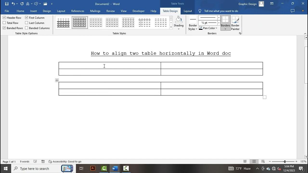 How to align two table horizontally in Word doc - YouTube