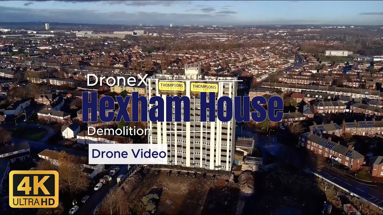 Hexham House Demolition: Spectacular Drone Footage of Walker, Newcastle 🏗️🔥 - YouTube