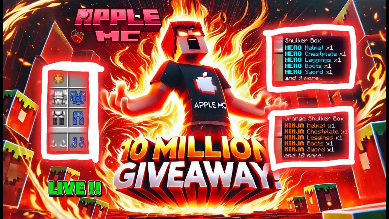 MINECRAFT GIVEAWAY APPLE MC LIVE 10M AND KITS AND ARMORS JOIN US ...
