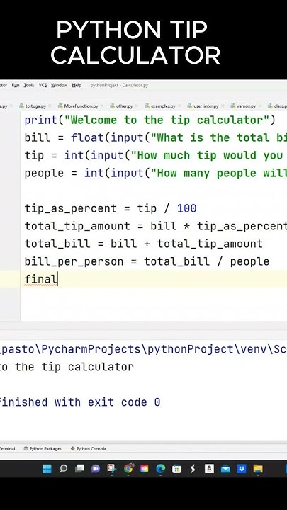 Python Programming tip calculator #shorts #code #programming #pythonprogramming #calculator ...