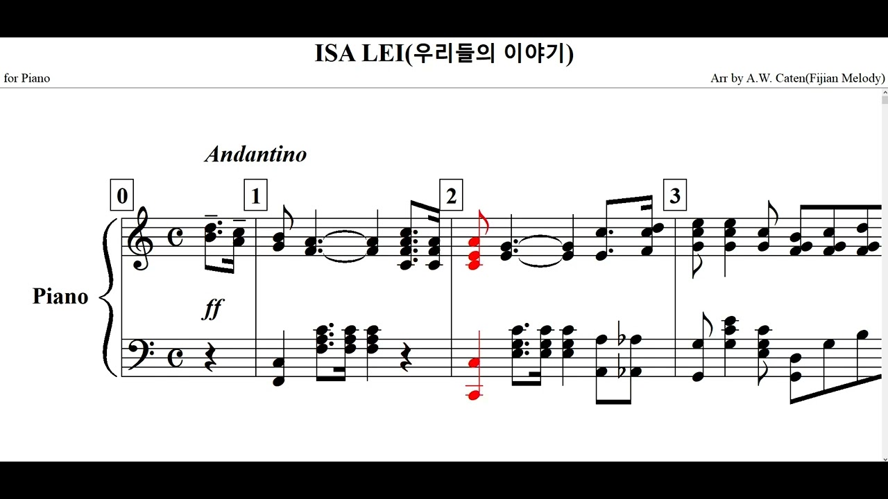 ISA LEI(우리들의 이야기) / Fijian Melody - for Piano - YouTube