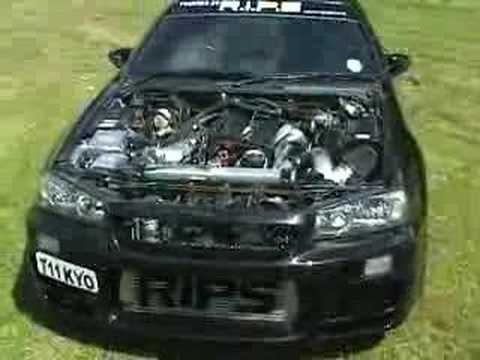 RIPS R34 GTR RB30 stealth bomber walk round and drive by - YouTube