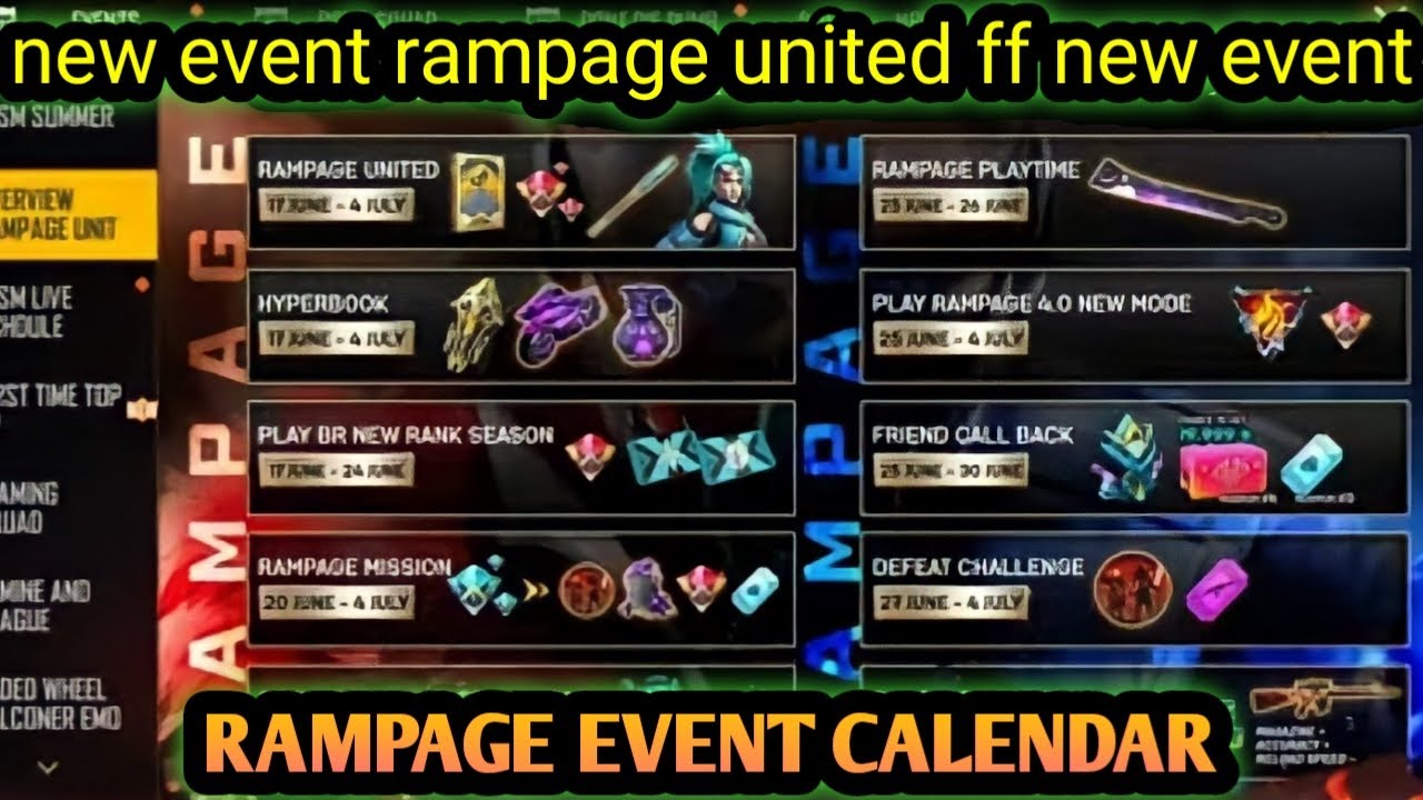 RAMPAGE EVENT CALENDAR | Free Fire Rampage event caledar |ff Rampage ...