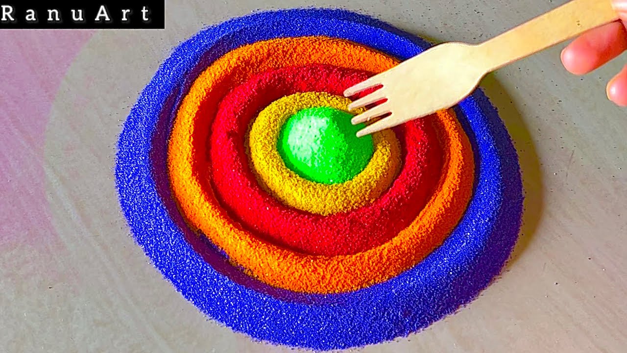 2 Festival Easy Rangoli|Simple Rangoli| Rangoli designs| Relaxing Video ...