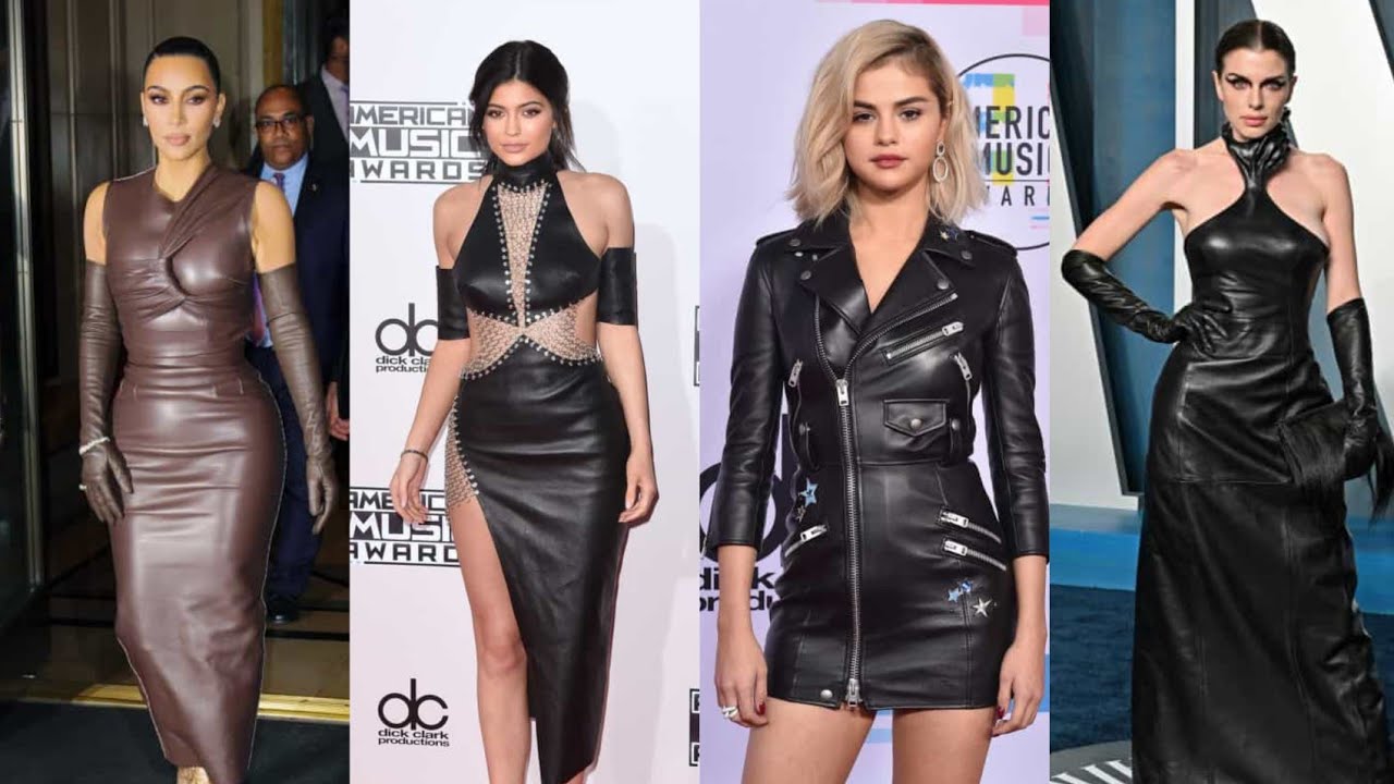 See All Celebrities In Leather Dress Youtube