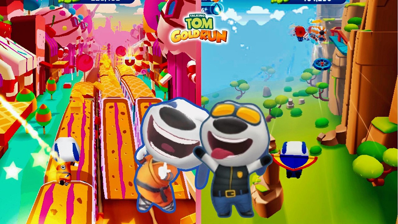 KungFu Hank vs Deputy Hank - Flying World vs Candy Run - Talking Tom ...