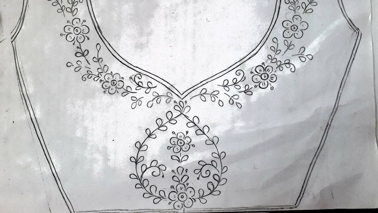 blouse back neck hand front neck embroider design drawing - YouTube