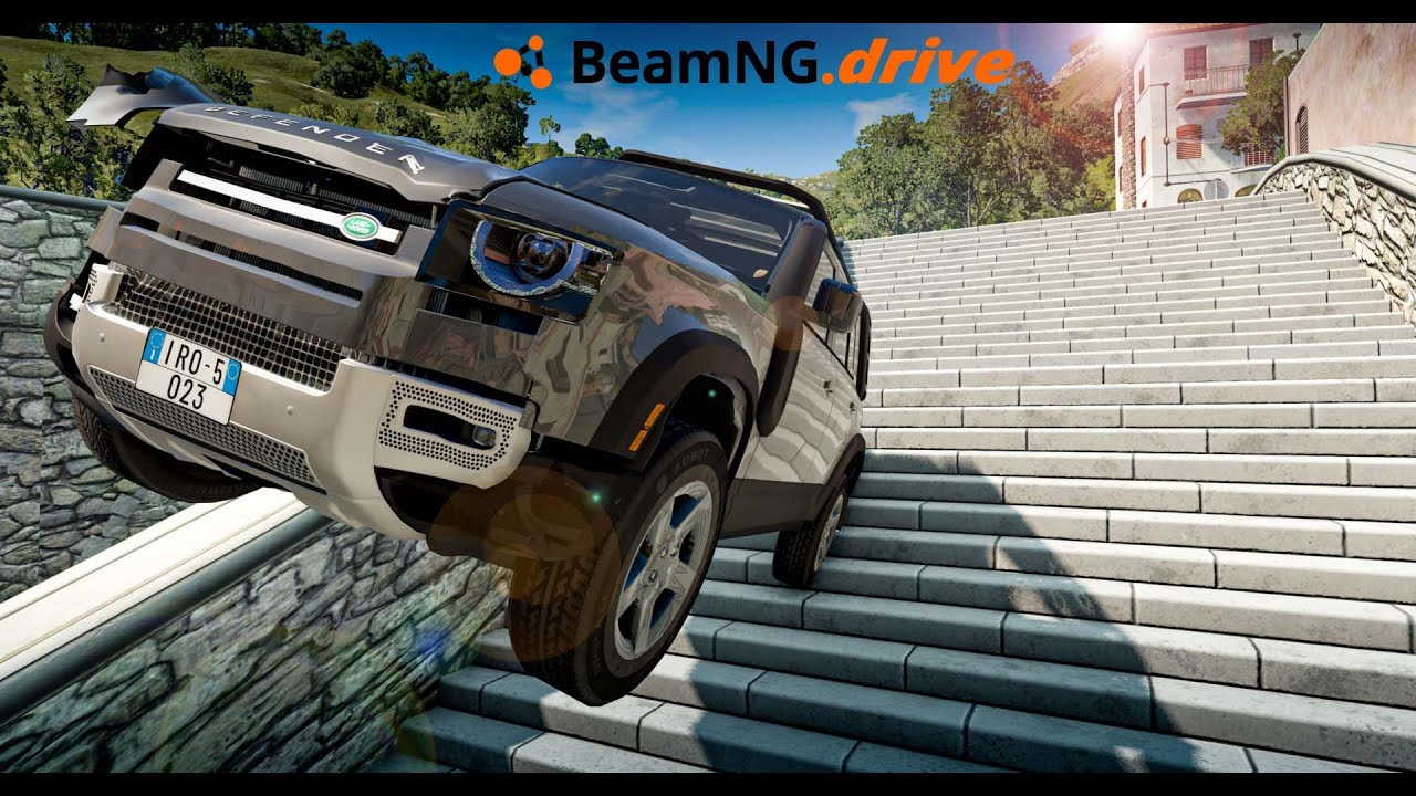 Range Rover Defender VS Stairs #beamngdrive - YouTube