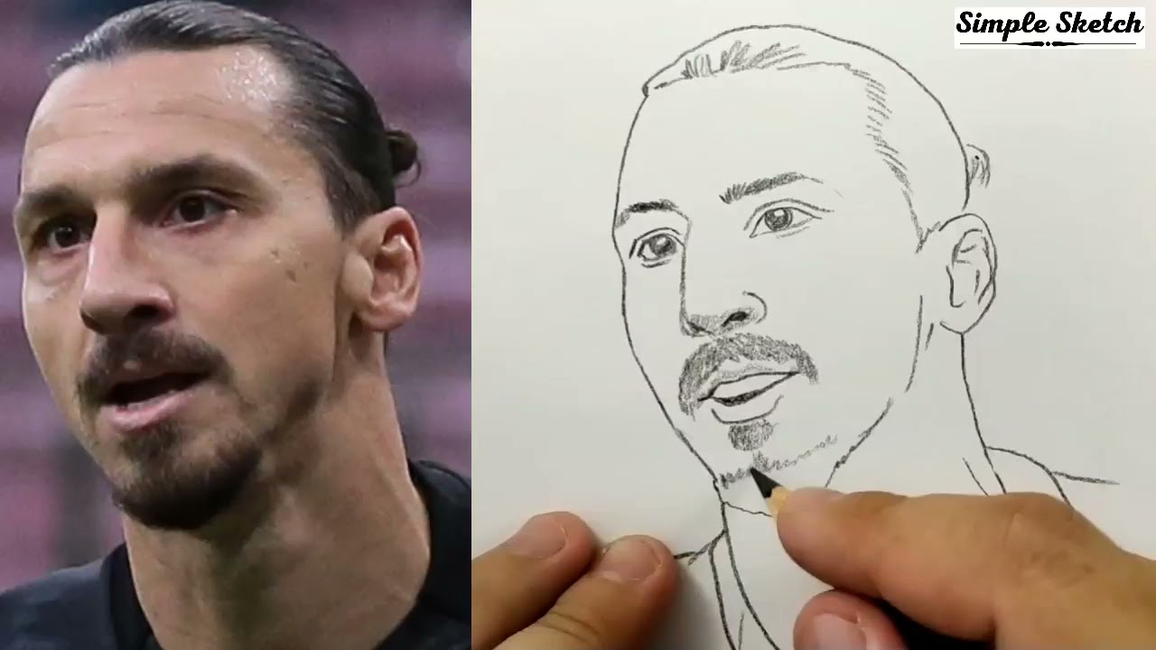 VERY EASY , How to draw zlatan ibrahimovic football player / drawing ...