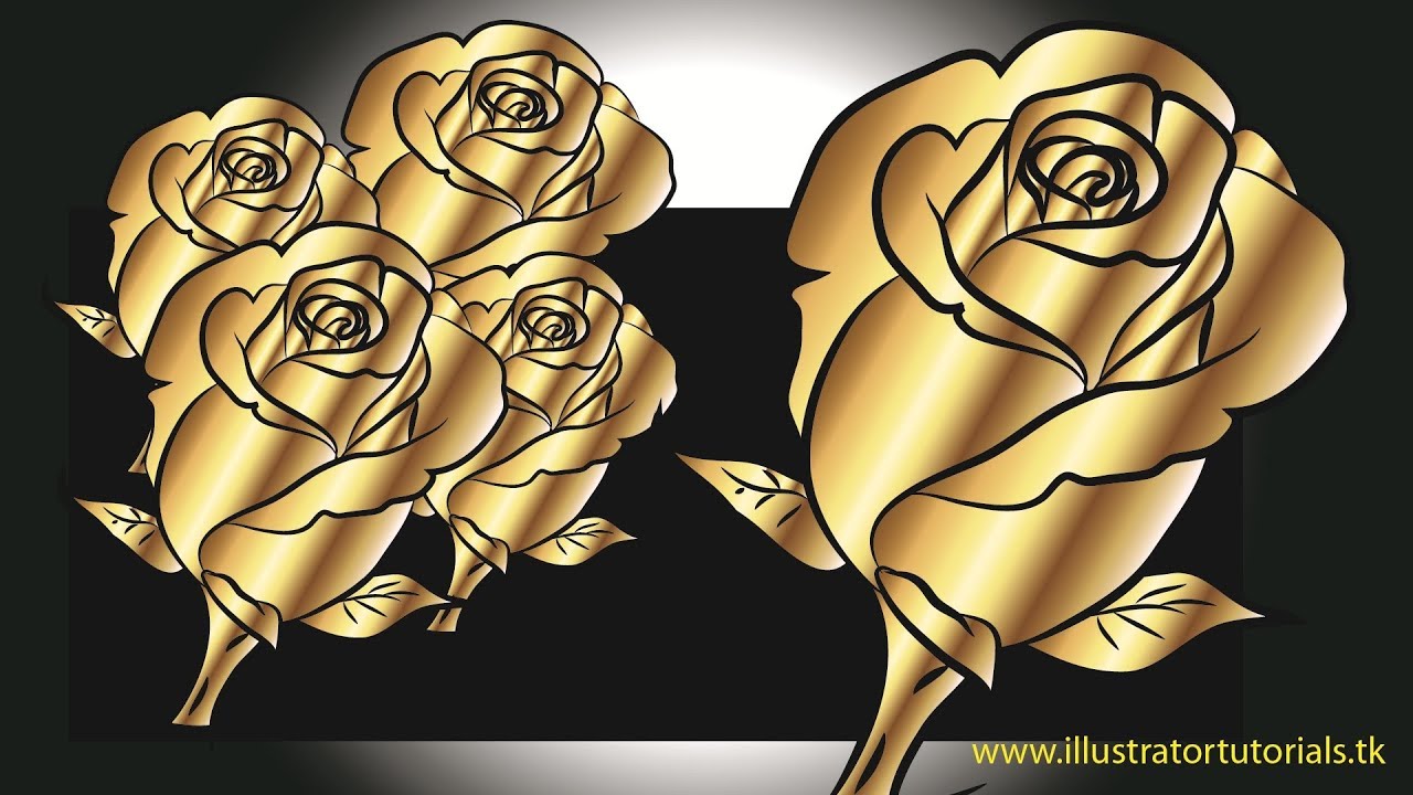 Illustrator Tutorials: How to Design a Golden Rose in illustrator - YouTube