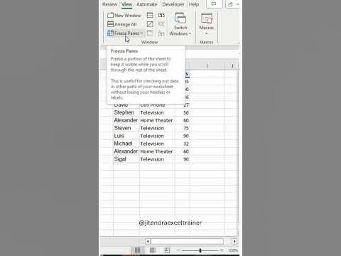 How to Freeze header in excel #exceltips #excelinhindi #excelgyan - YouTube