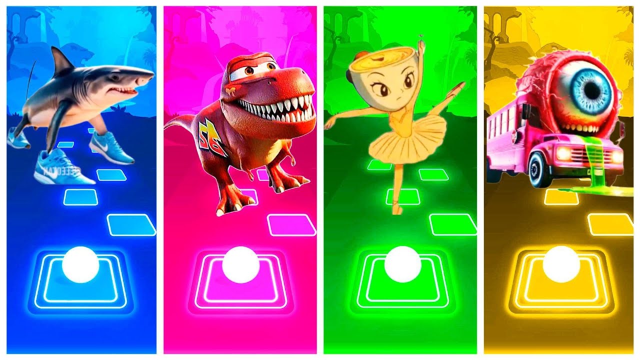 Shark In Shoes 🆚 McQueen Dinosaur 🆚 Balerina Cappuccino 🆚 School Bus ...