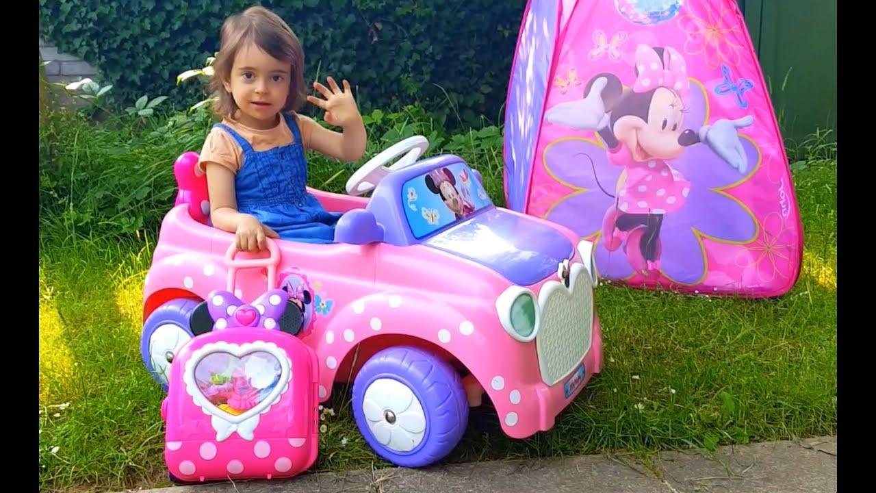 Going on trip with Minnie Mouse -Pink Car Ride on - YouTube