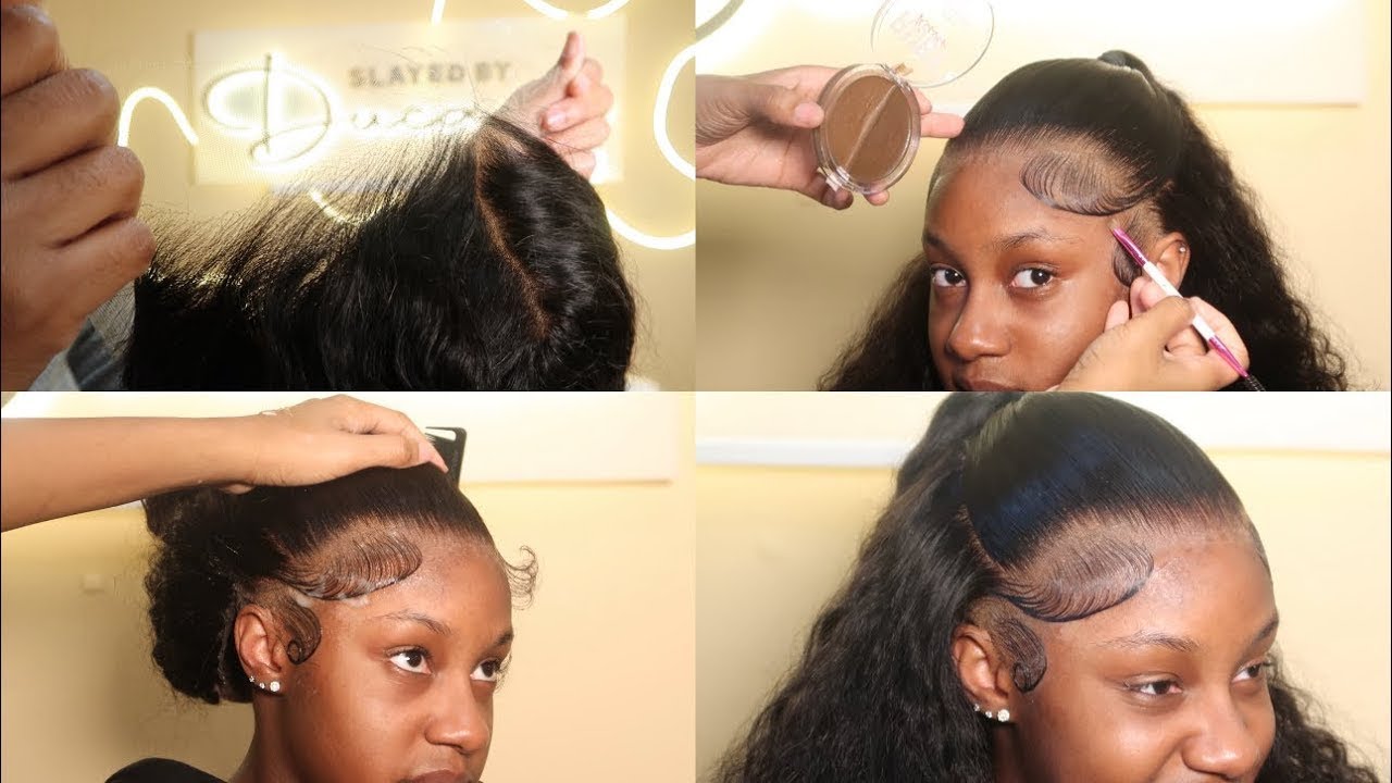 Slick Back Ponytail Hairstyle On Deep Wave Frontal Wig Styling ...