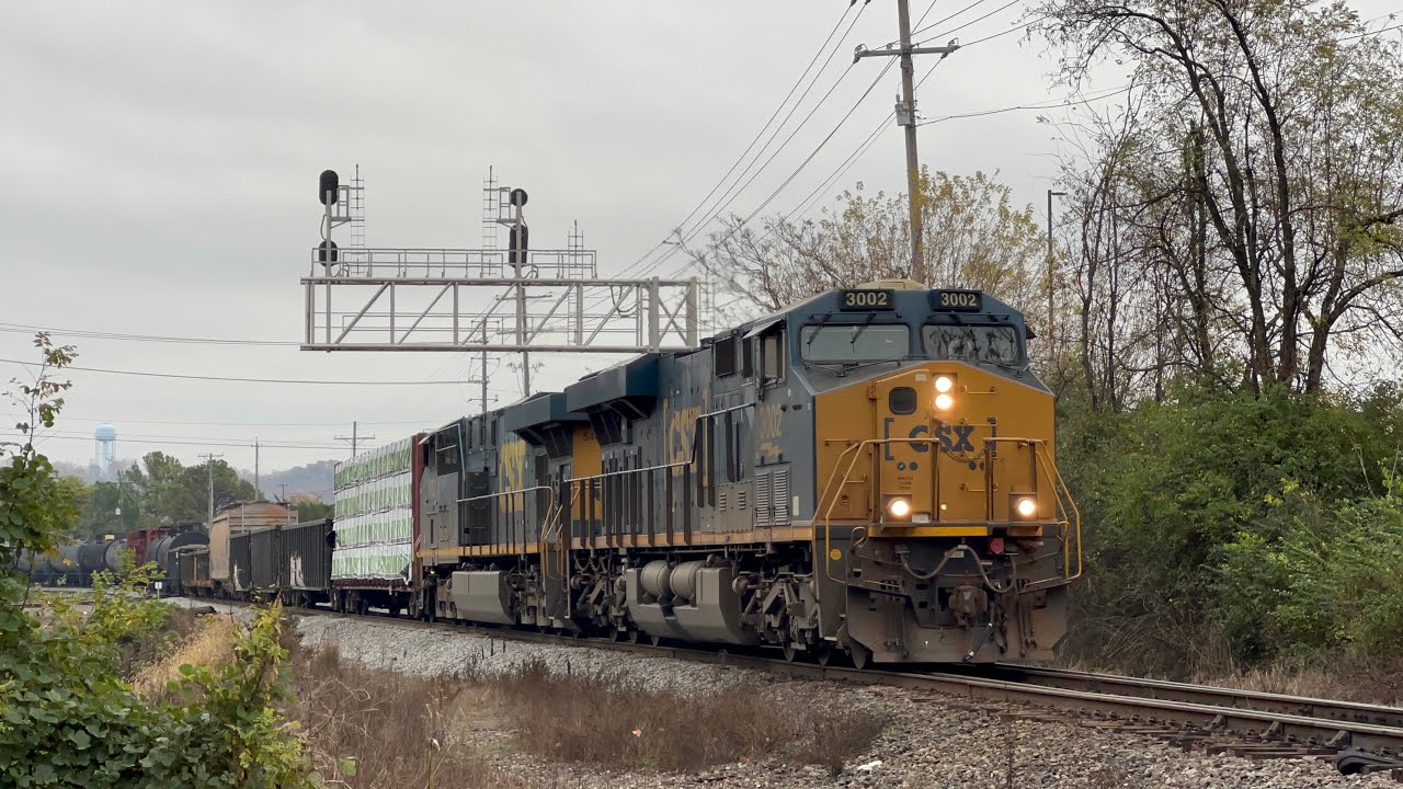 CSX ES44AH 3002 Leads Manifest M542-17 on 11/19/24 - YouTube