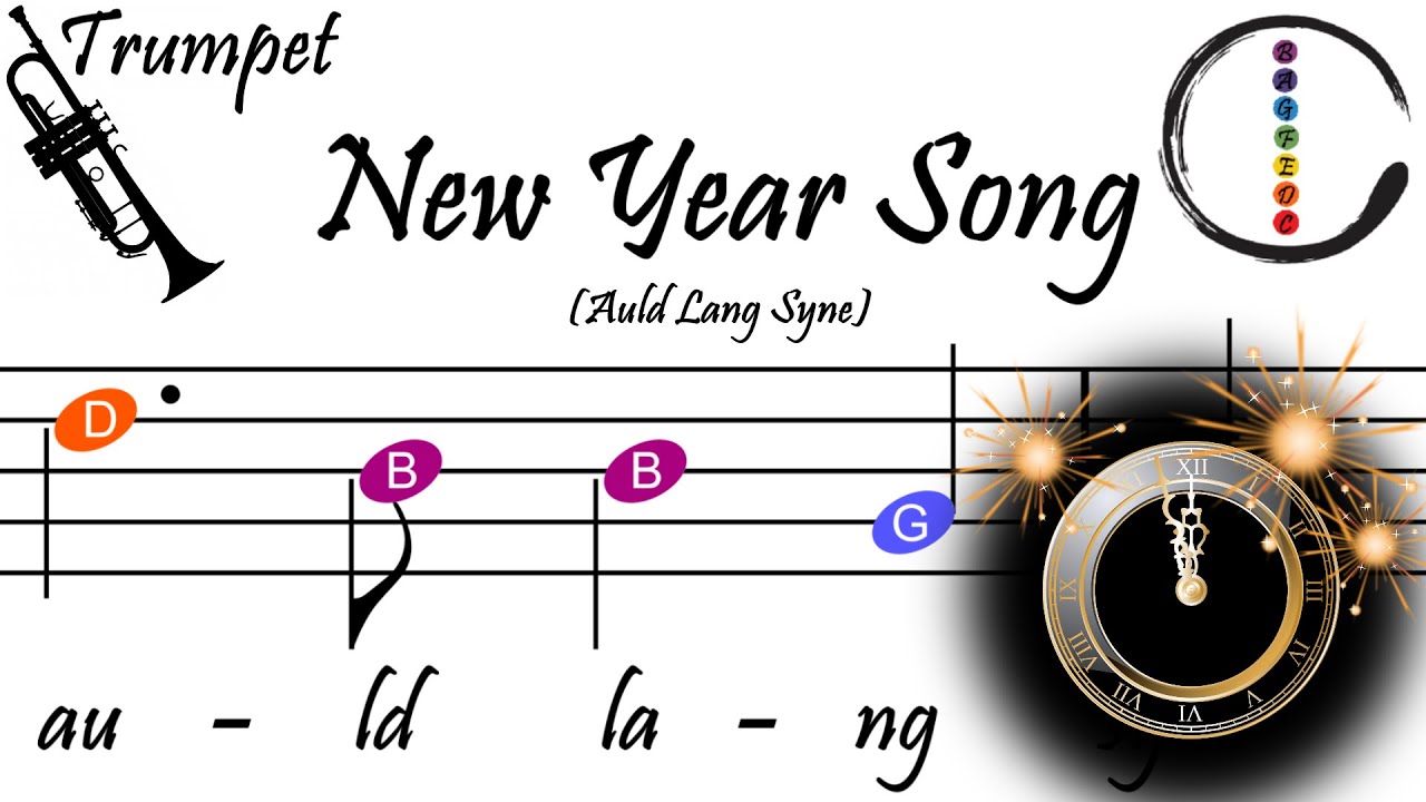 New Year Song - Trumpet Relaxing Beginner Sheet Music with Easy Notes ...