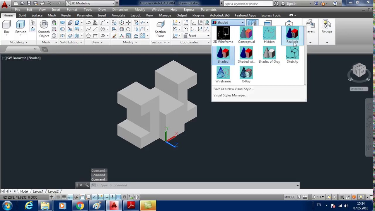 AUTOCAD 3D MIRROR AND BOX COMAND - YouTube