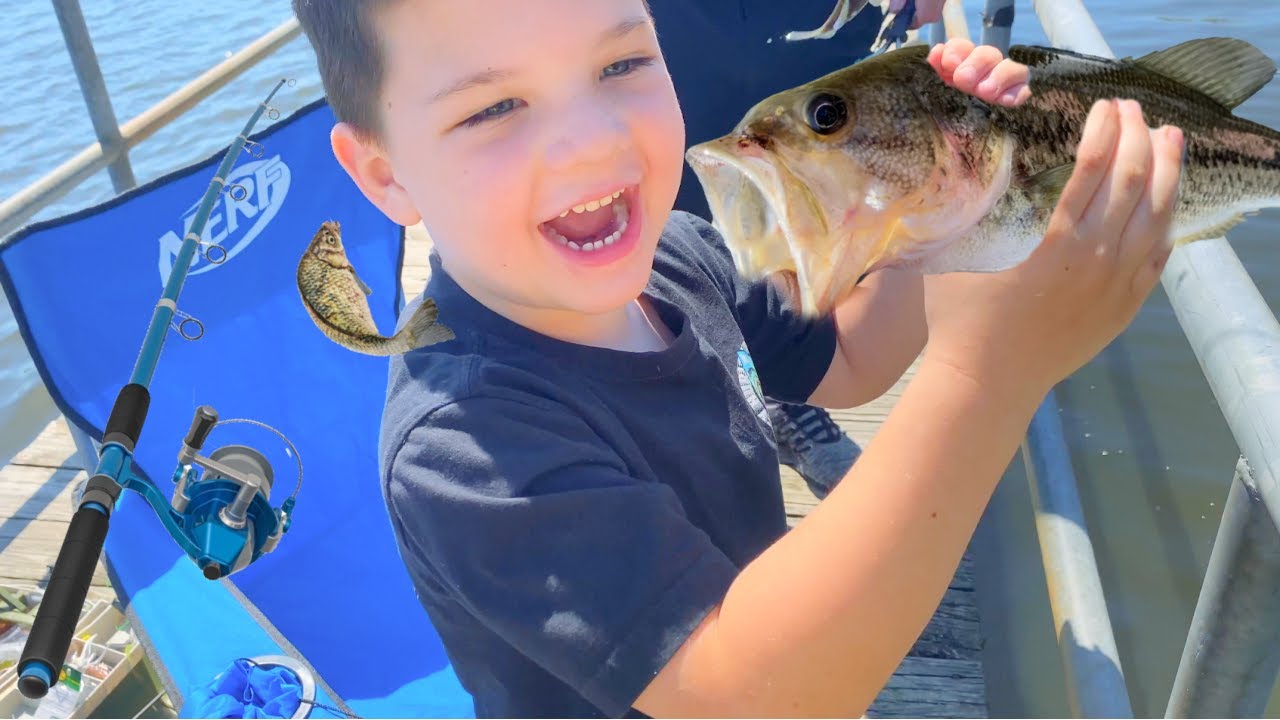 🎣 FISHING with CALEB!! Catching my FIRST FISH with MOM and DAD! BUG ...