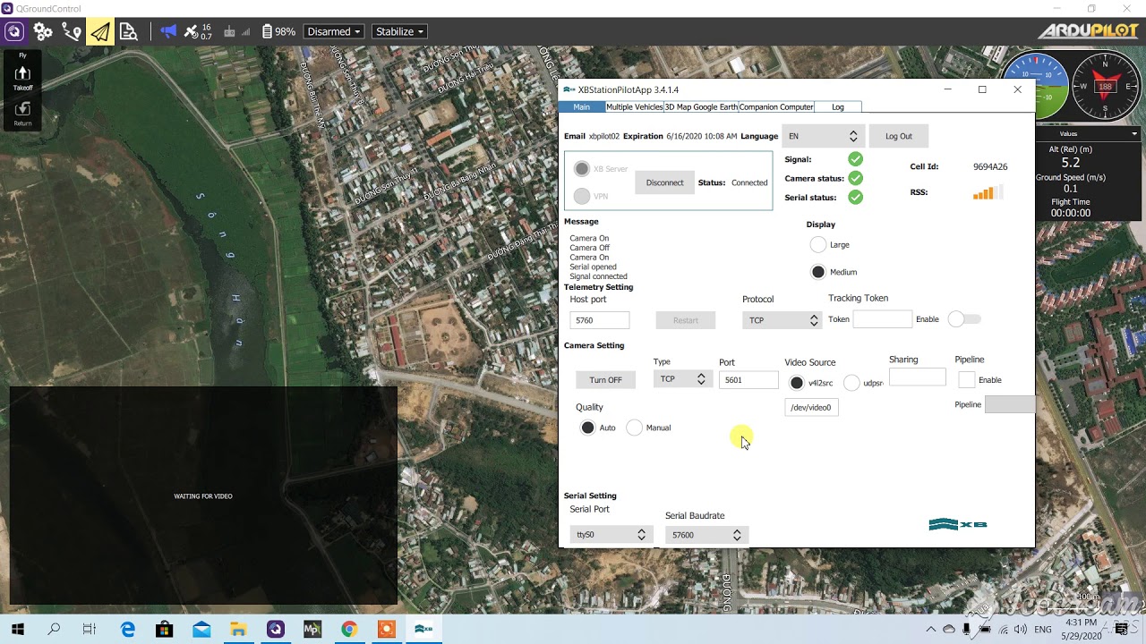 [XBStationPilotApp] Connect Telemetry and Video data to QGroundControl ...