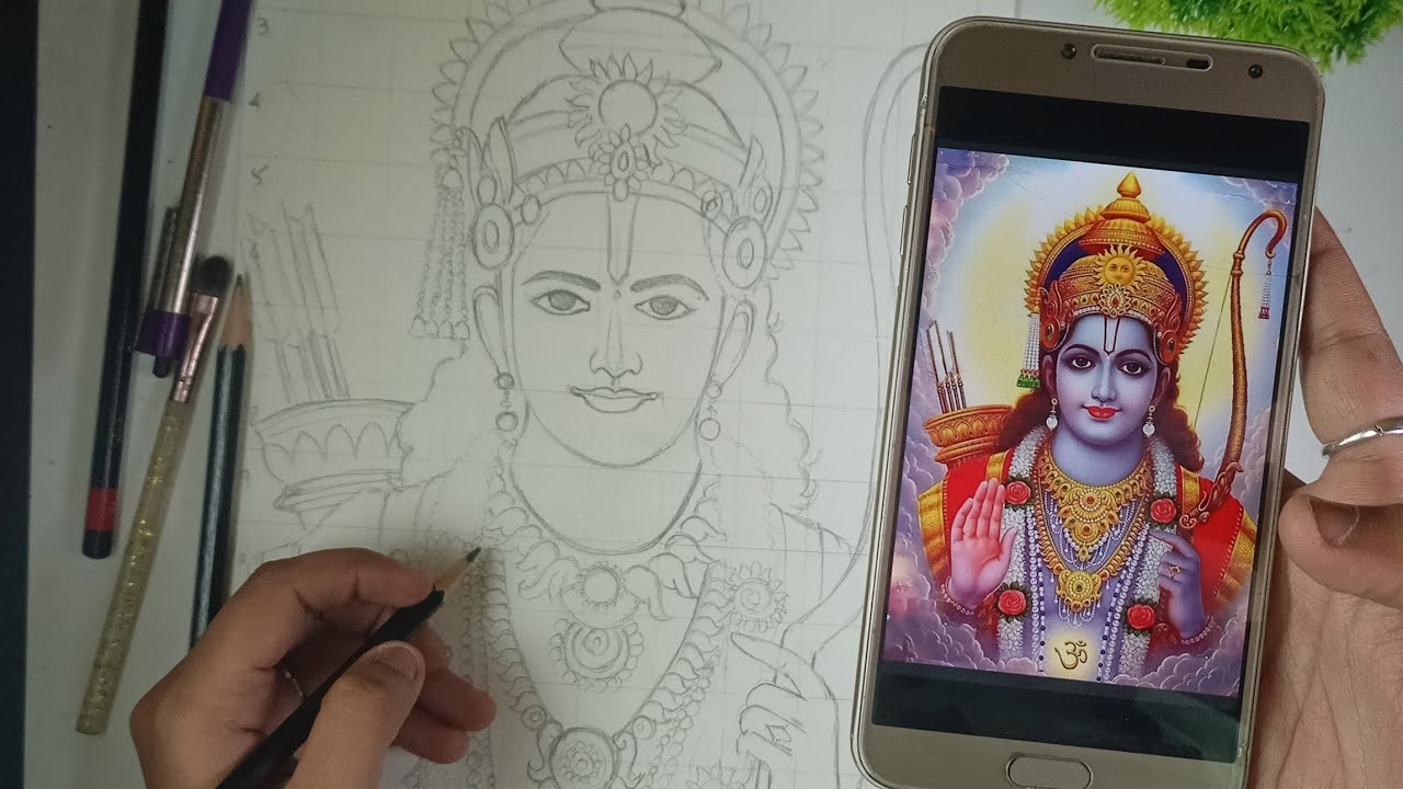 Draw with me - Shree Ram Ji Drawing| Ram Ji Drawing| Outline Tutorial # ...