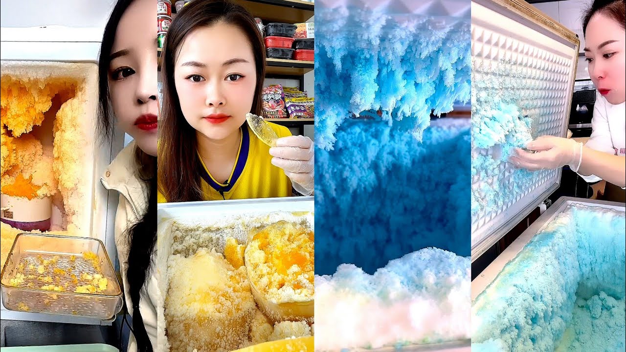 ASMR WHITE ICE EATING / FREEZER FROST EATING - YouTube