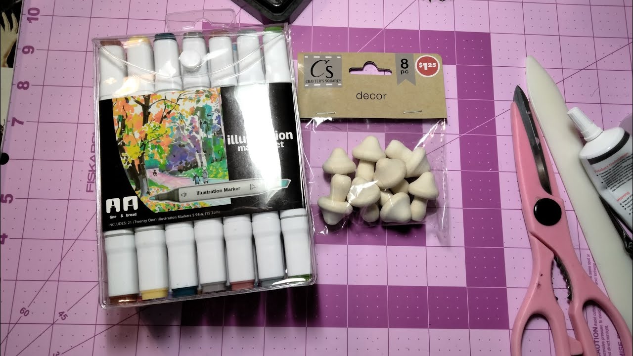 Wooden mushrooms from Dollar Tree, Alcohol markers and making a key ...