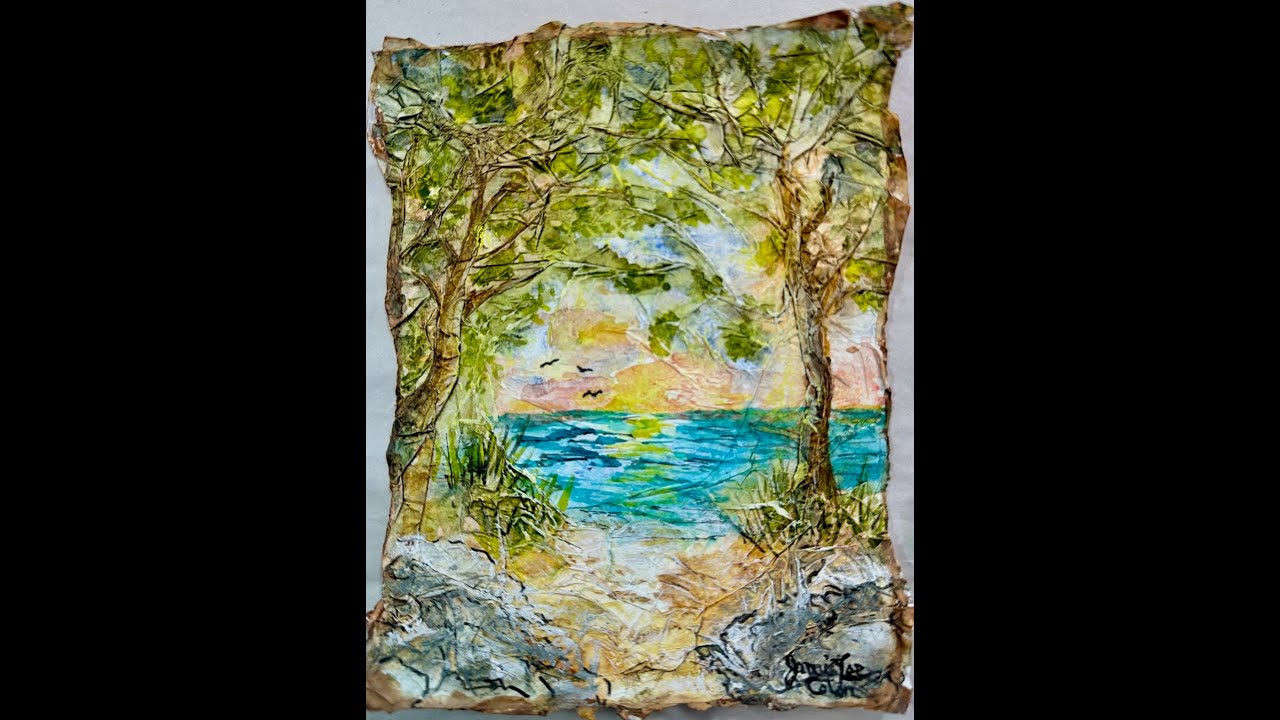Painting a textured watercolor Woodsy Gnarly Beach Path Sunrise -Part 1 ...