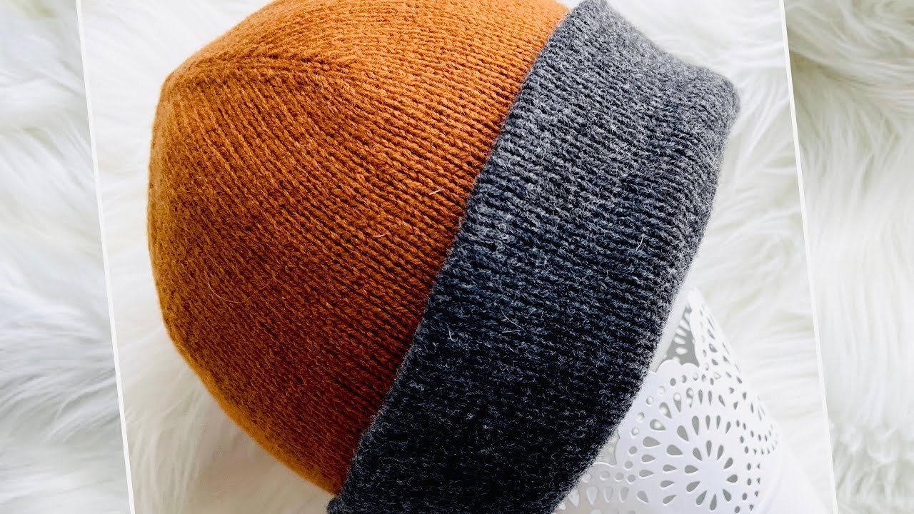 Reversible knit hat pattern for men and women with sizes for children ...