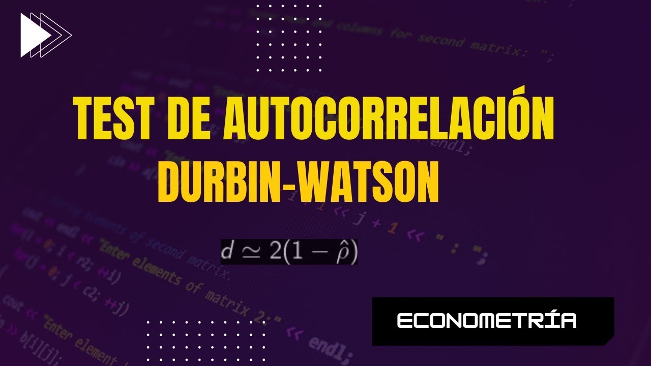 Análisis de Autocorrelación con el Estadístico Durbin-Watson - YouTube