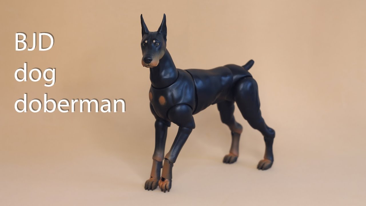 BJD toy ball joint doll dog doberman - YouTube