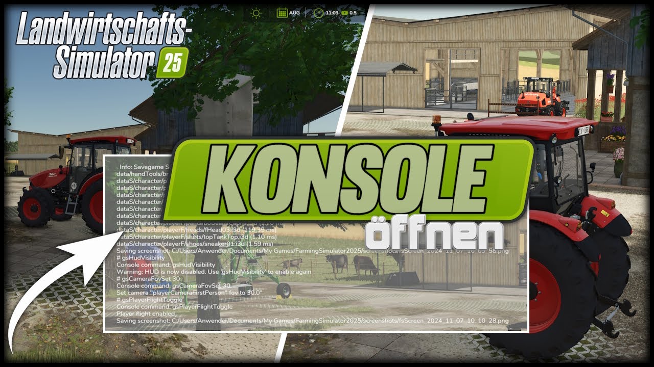 LS25 TUTORIAL - Konsole öffnen / Log lesen / Hud ausblenden / Flugmodus ...